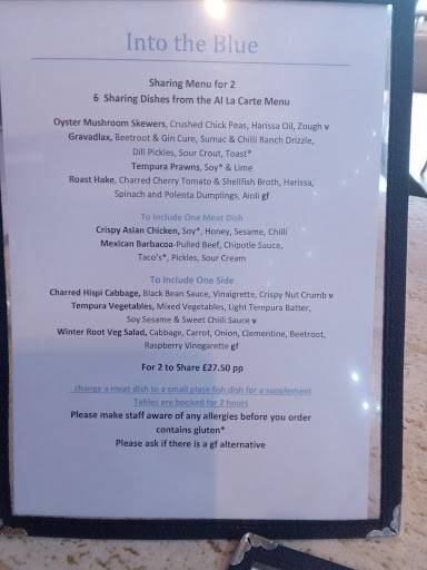 Menu at Into the Blue Restaurant, Shoreham-by-Sea