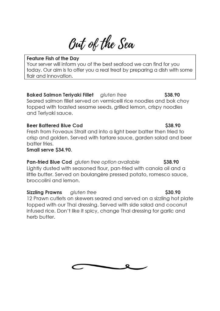 Menu at The Saucy Chef Restaurant & Bar, Invercargill