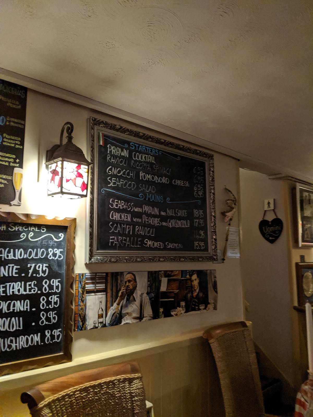 Menu at Little Italy restaurant, Inverness