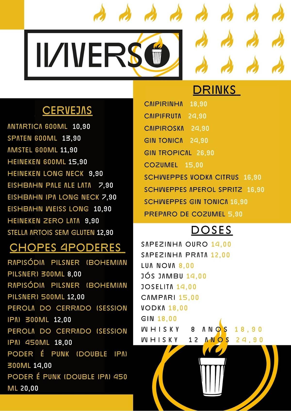 Menu at Inverso Bar, Brasília