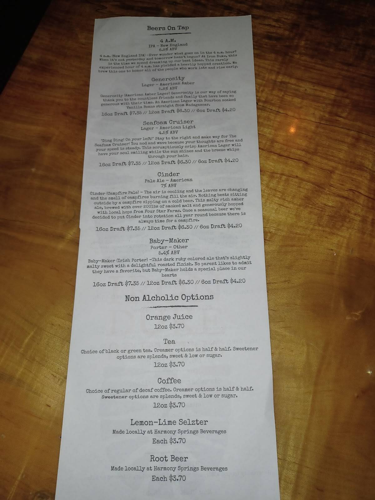 Menu at Iron Duke Brewing pub & bar, Ludlow