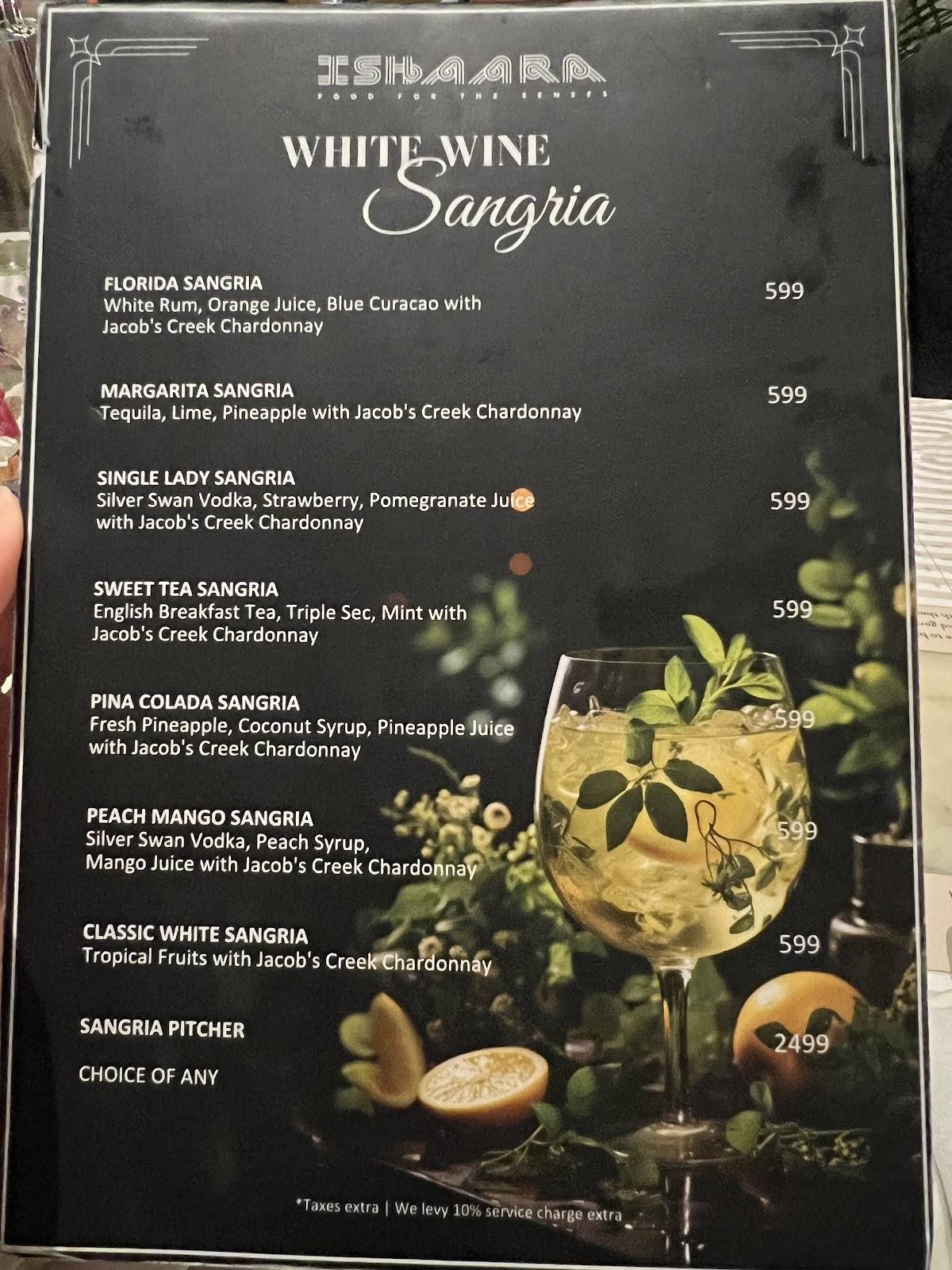 Menu at Ishaara, Mumbai, 3rd Floor