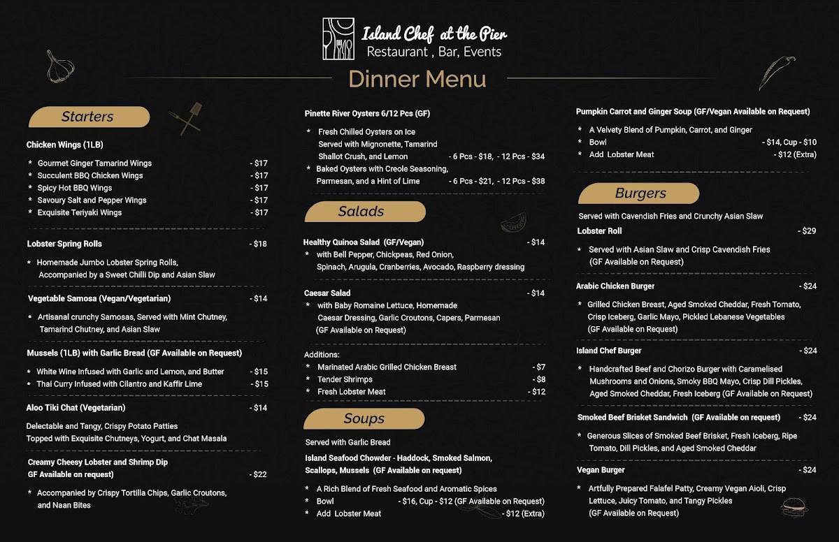 Menu at Island Chef At The Pier restaurant, Canada