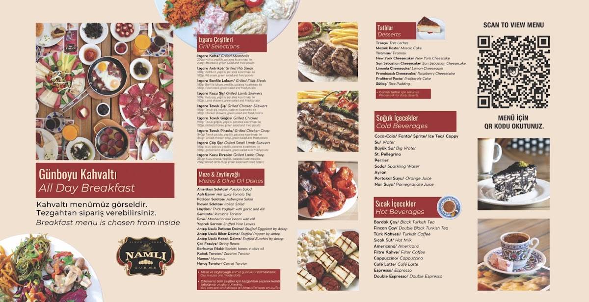 Menu at Namlı Gurme, Istanbul, Mumhane Cd. No:6