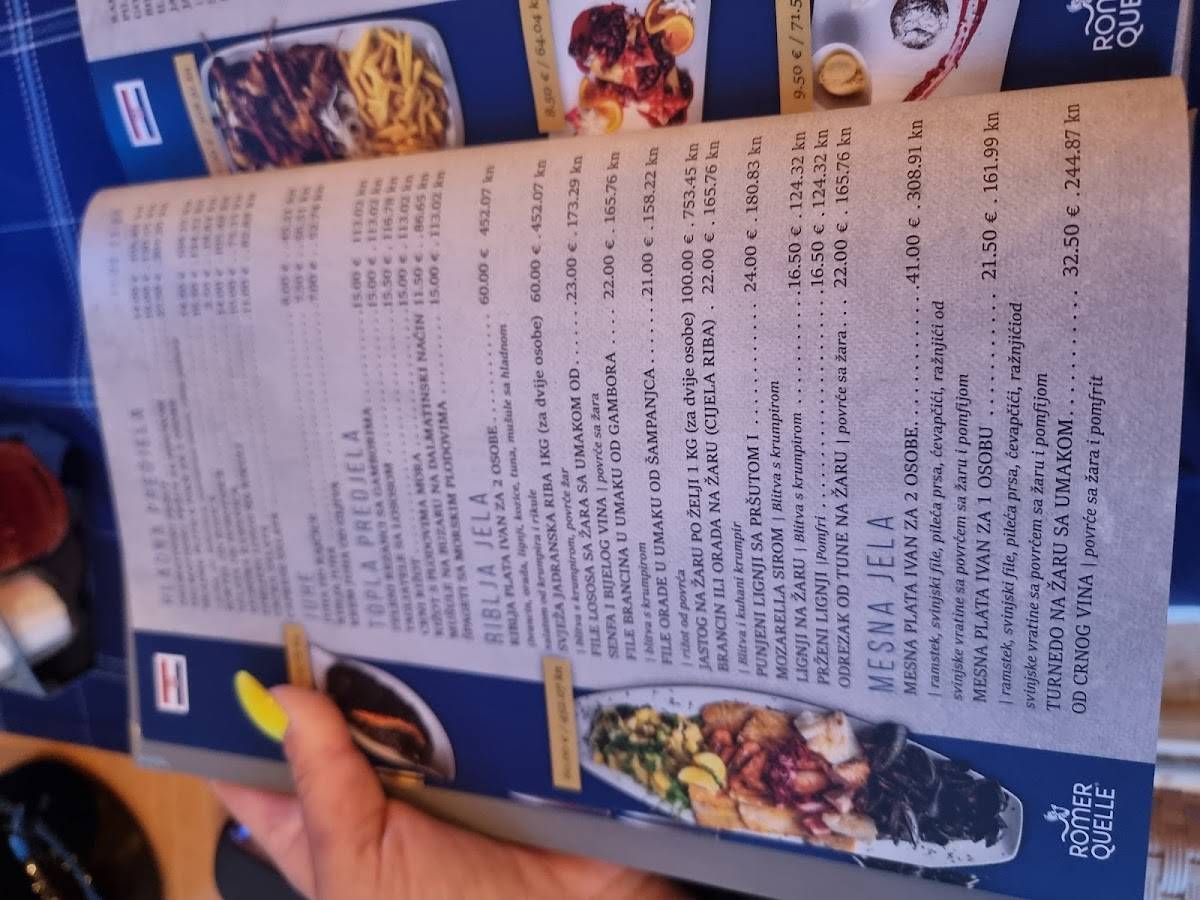 Menu at Ivan Restaurant, Cavtat