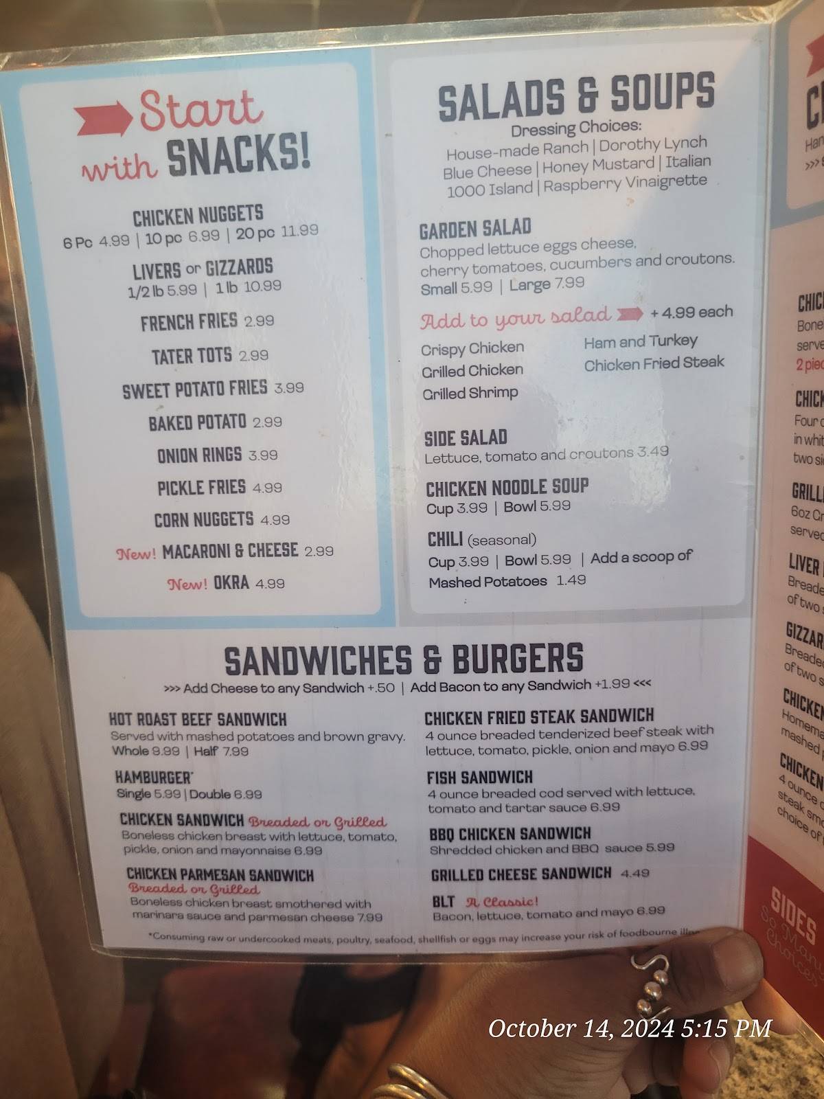 Menu at J D's Country Style Chicken restaurant, Hays