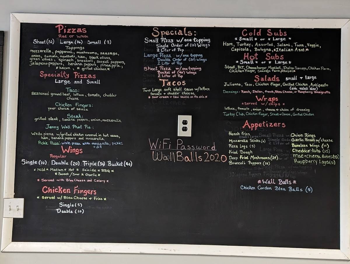 Menu at J Dub's Pizzas and Subs restaurant, Alexander