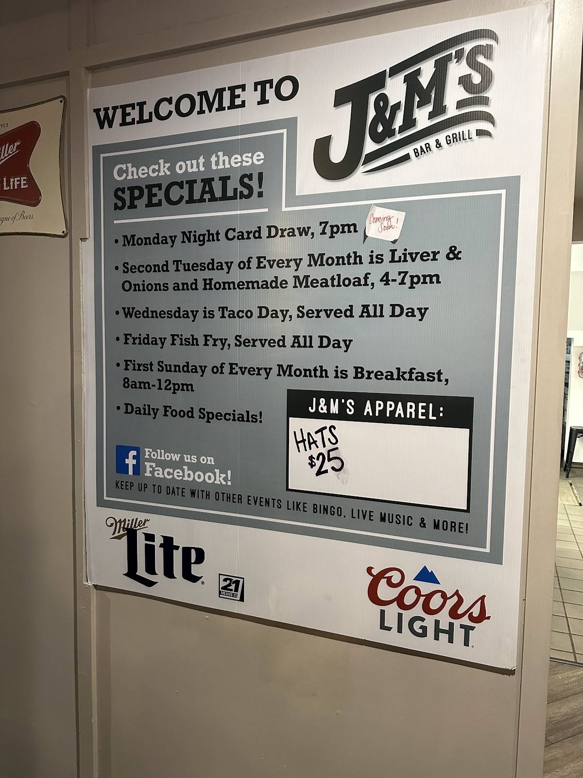 Menu at J&M’s Bar & Grill, Kenosha