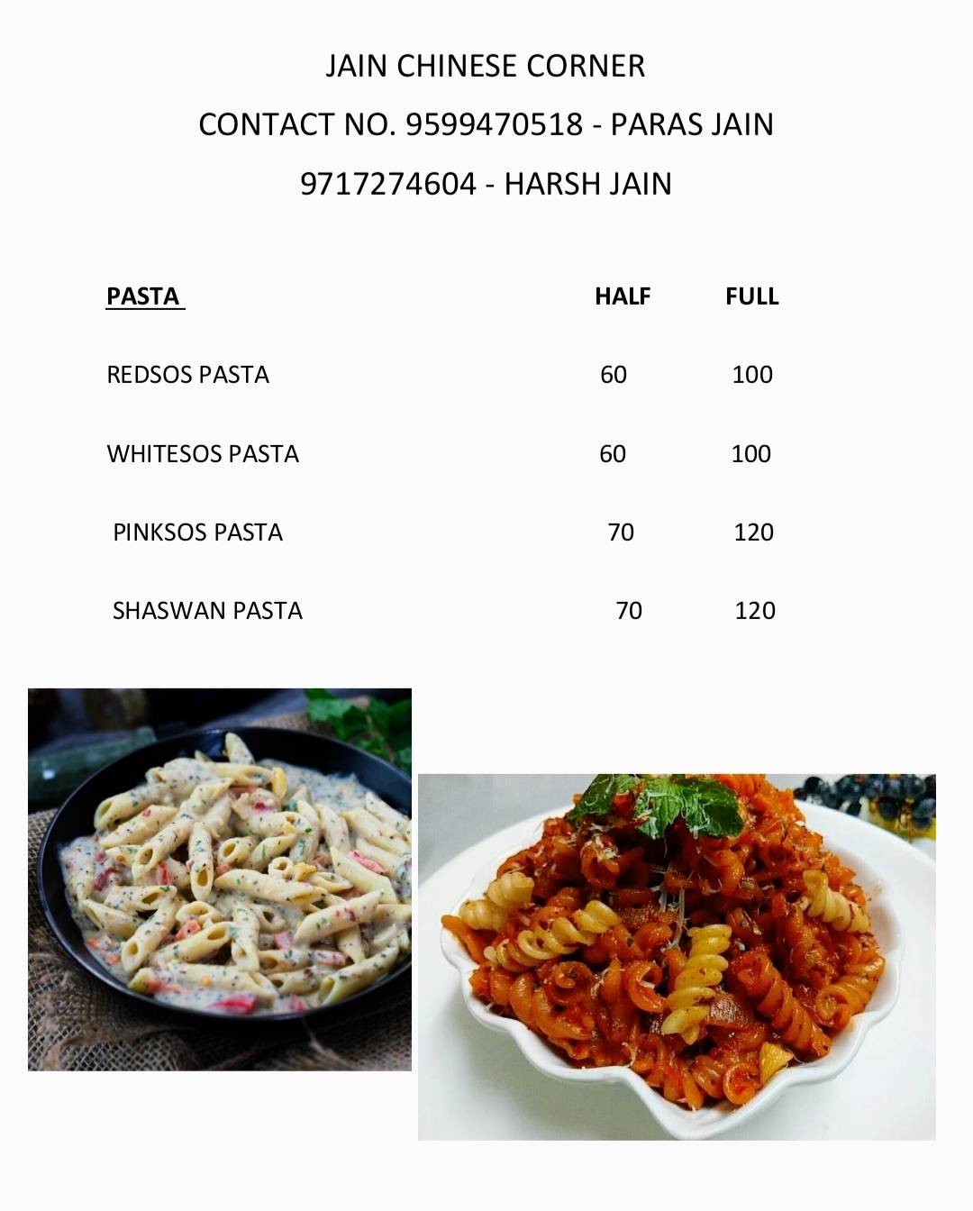 Menu at JAIN CHINESE CORNER, Delhi