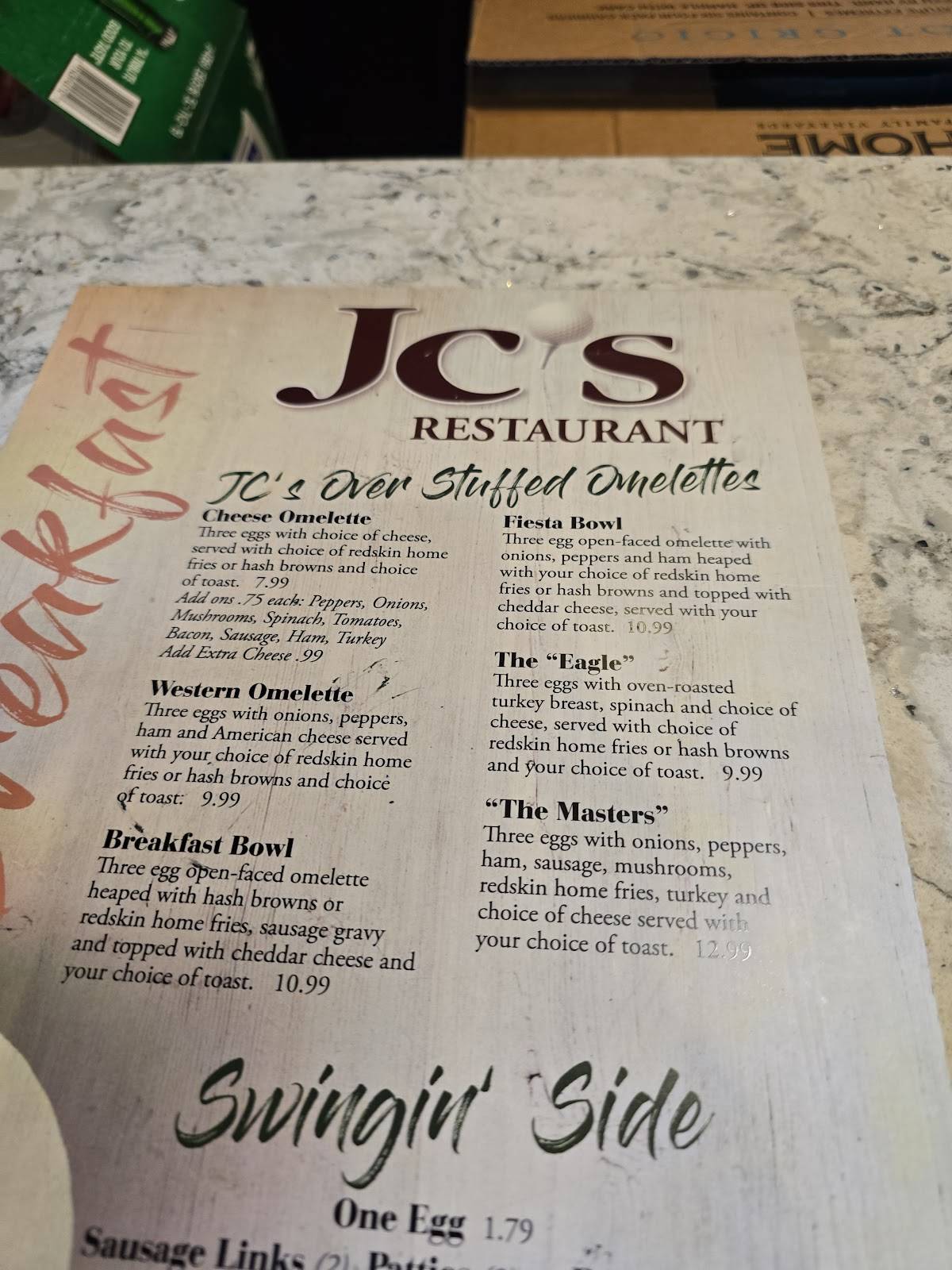 Menu at JC's Restaurant, Burton