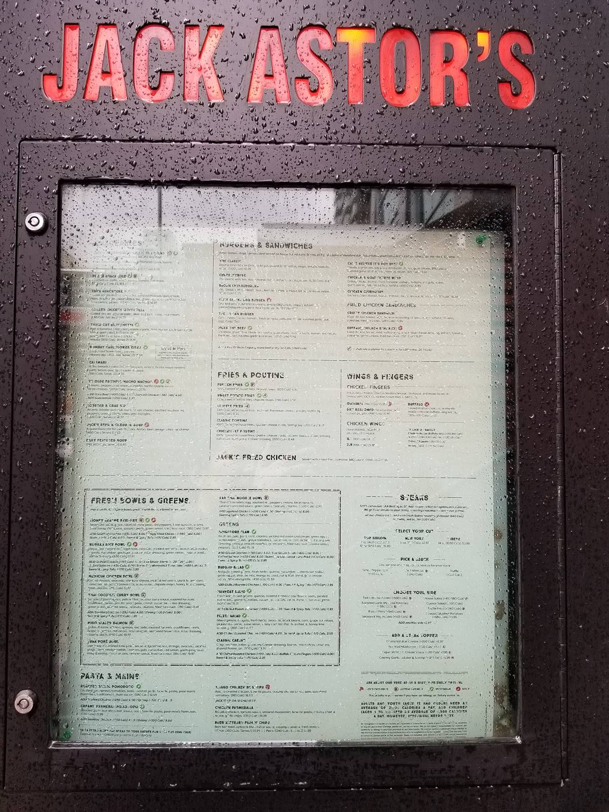 Menu at Jack Astor's Bar & Grill Yonge & Bloor, Toronto, 2 Bloor St E