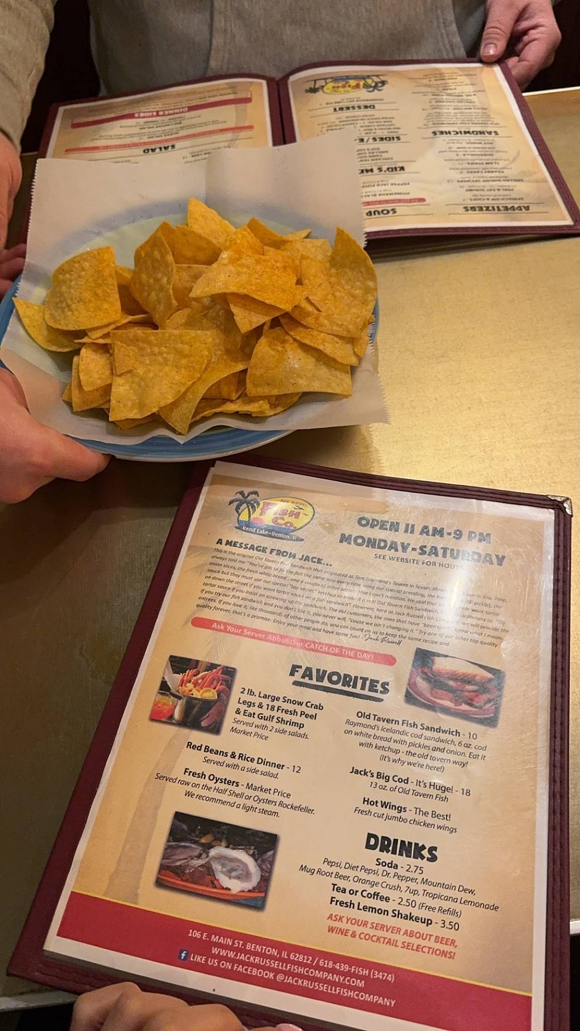Menu at Jack Russell Fish Company restaurant, Benton