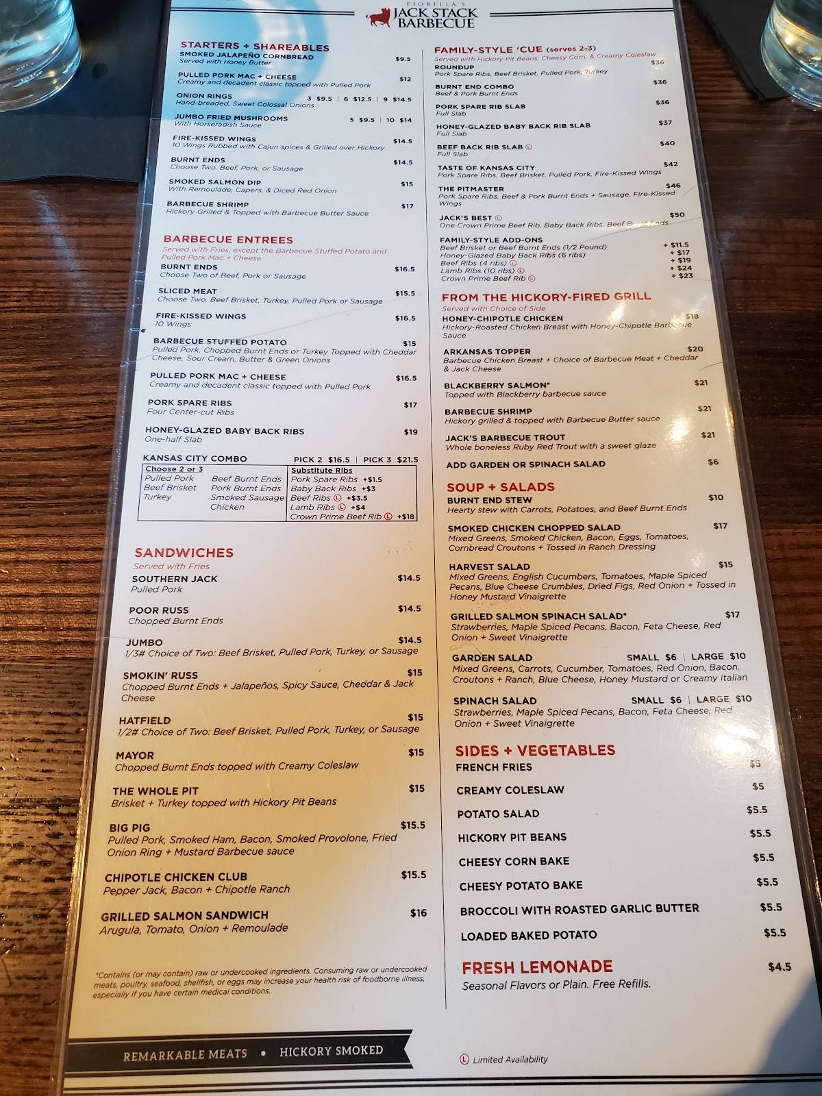 Carta de Jack Stack Barbecue - Freight House, Kansas City