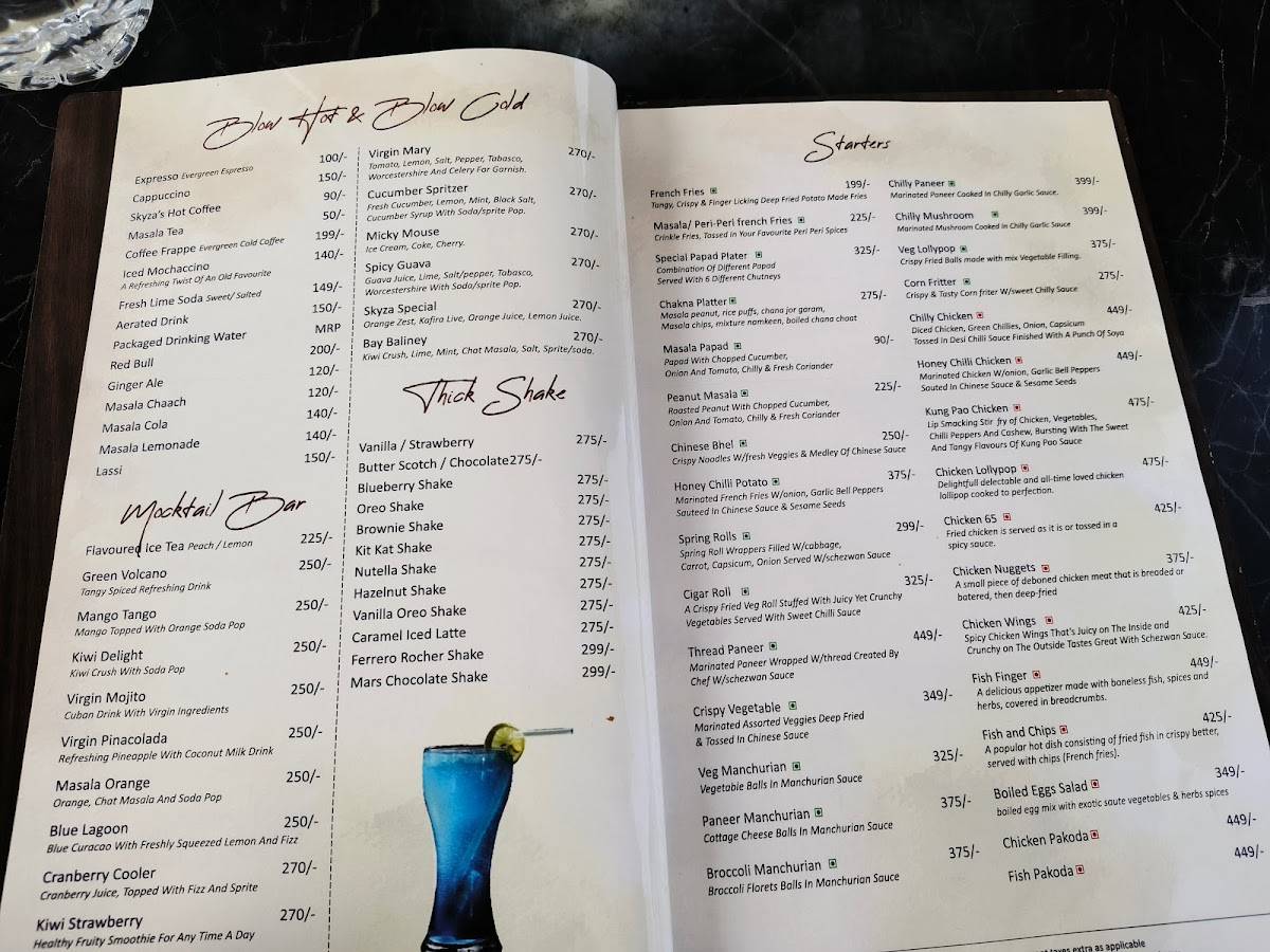 Menu at SKYZA Rooftop Lounge, Jaipur
