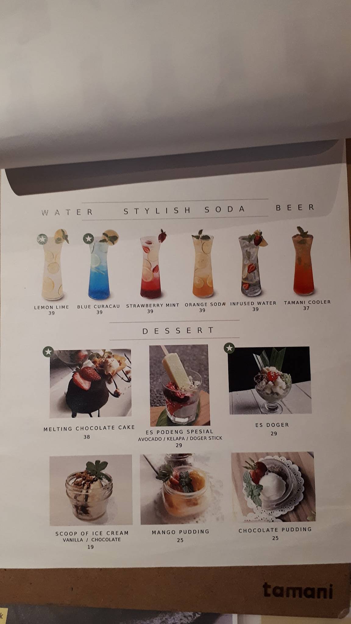 Menu at Tamani Kafe cafe, Jakarta, Jalan Hayam Wuruk No.96A