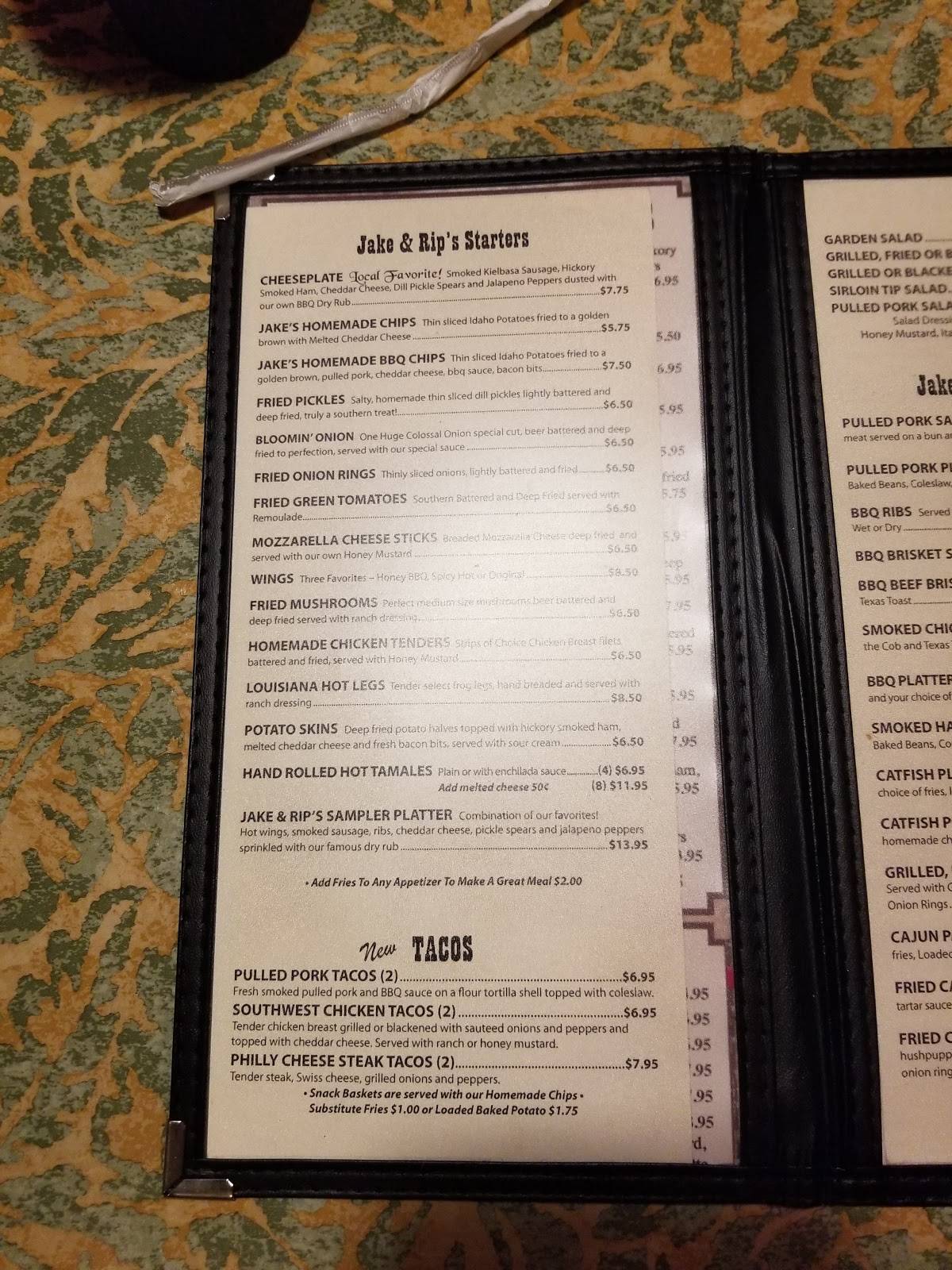 Menu at Jake & Rip's BBQ, Grenada