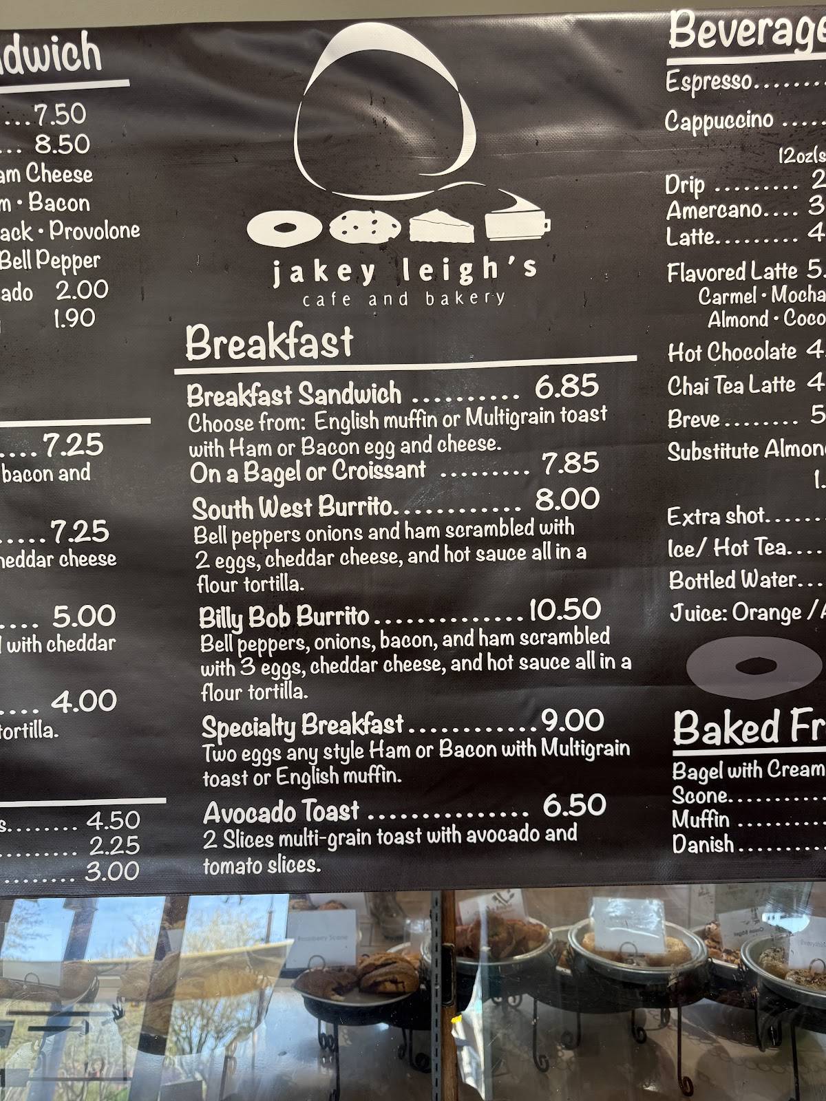 Menu at Jakey Leigh's Café Bakery, Kanab
