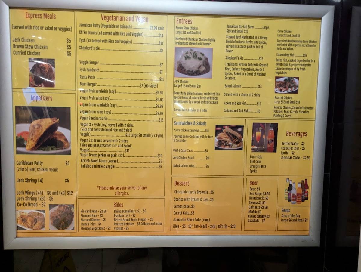 Menu at Jam-Eng - Jamaican And English Cuisine pub & bar, Orlando
