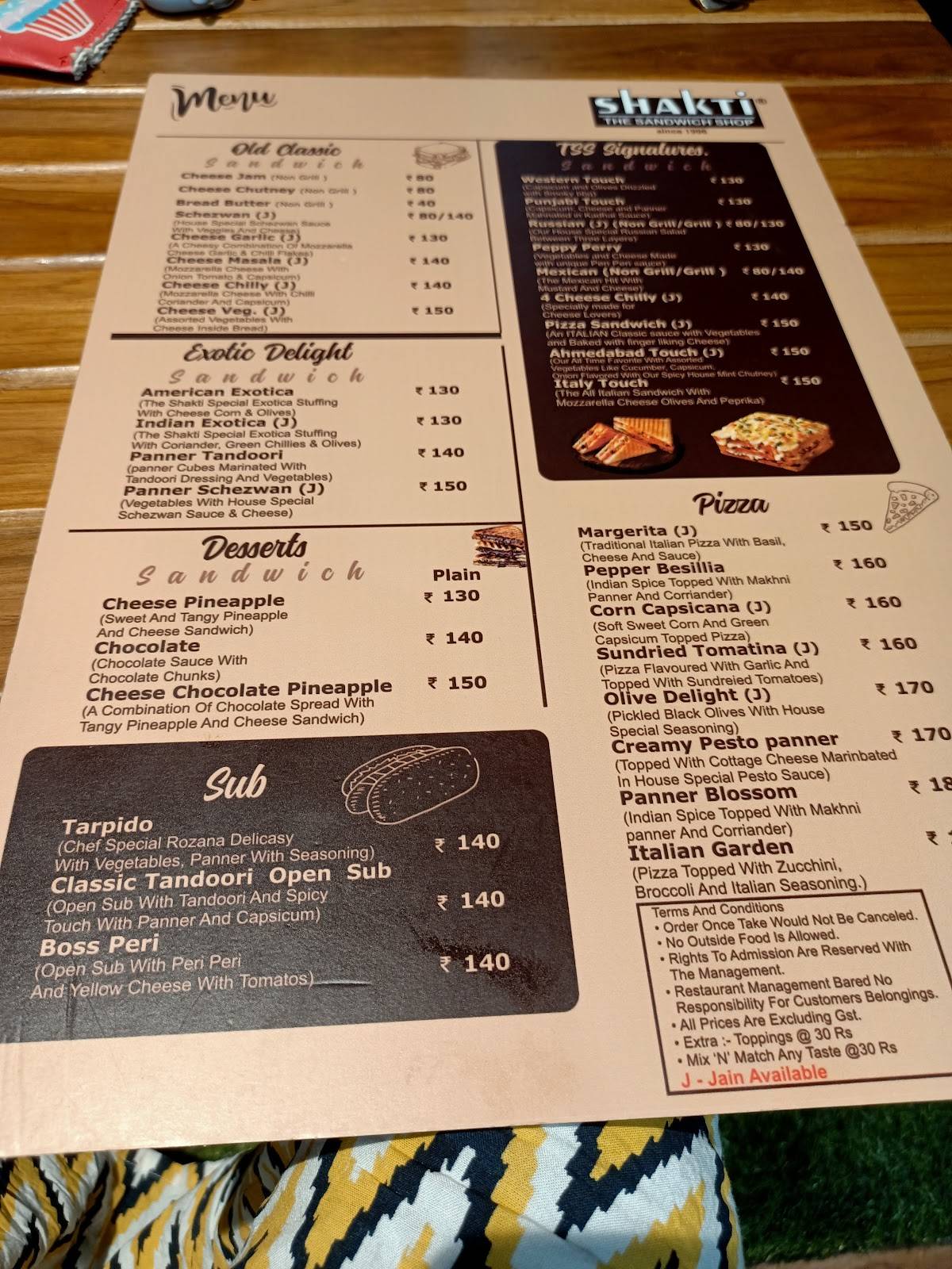 Menu at Shakti-The Sandwich Shop, Jamnagar
