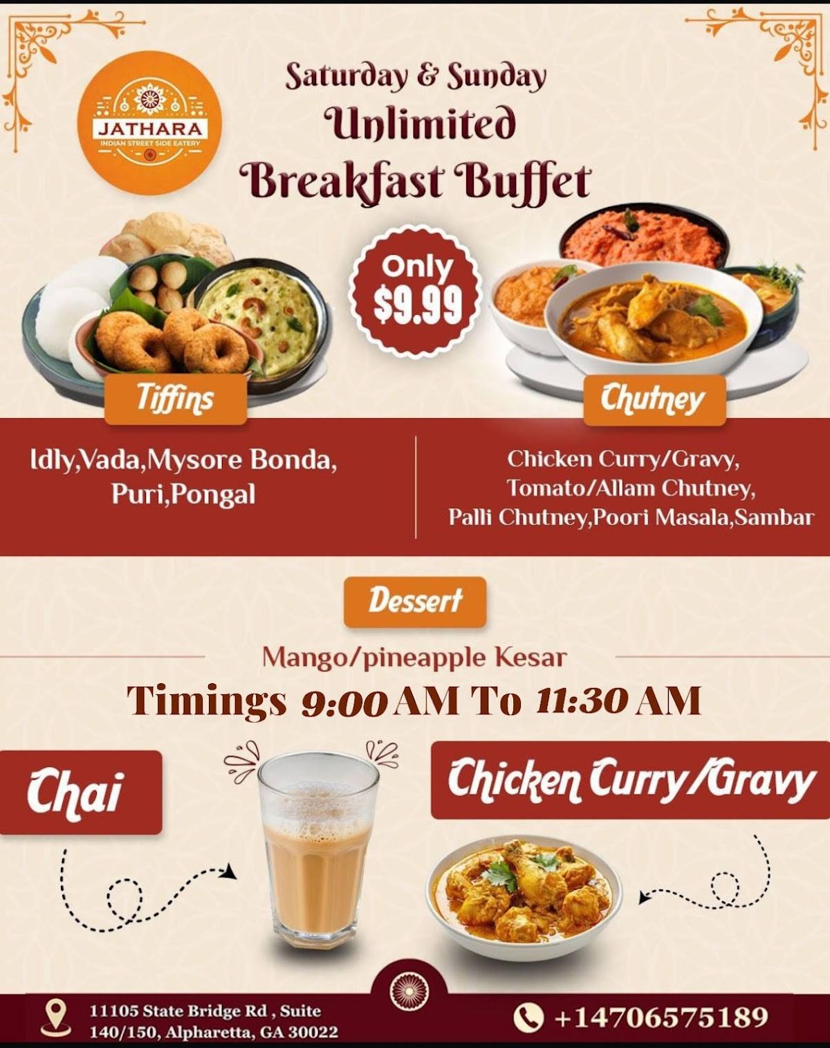 Menu at Jathara - Indian Street Side Eatery restaurant, Alpharetta