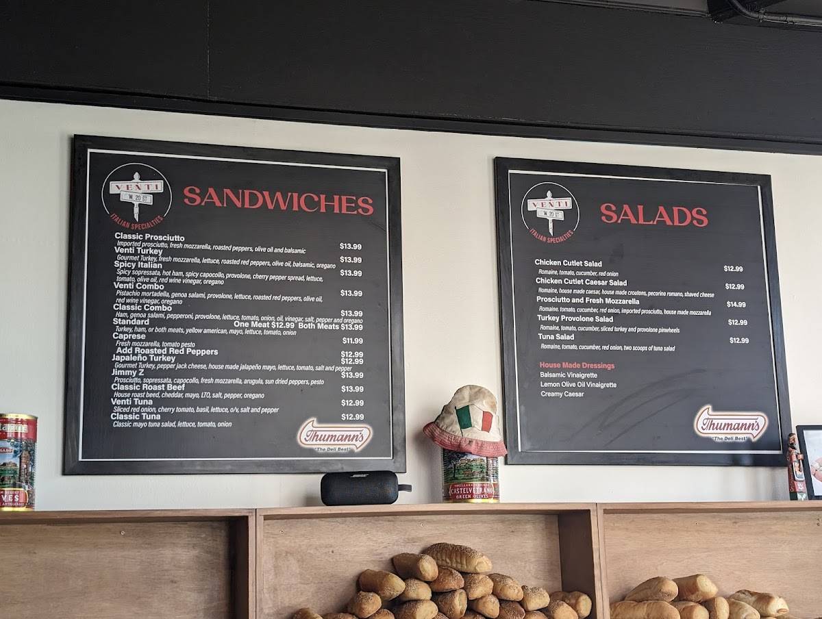 Menu at Venti Italian Specialties restaurant, Jersey City, 203 Academy St