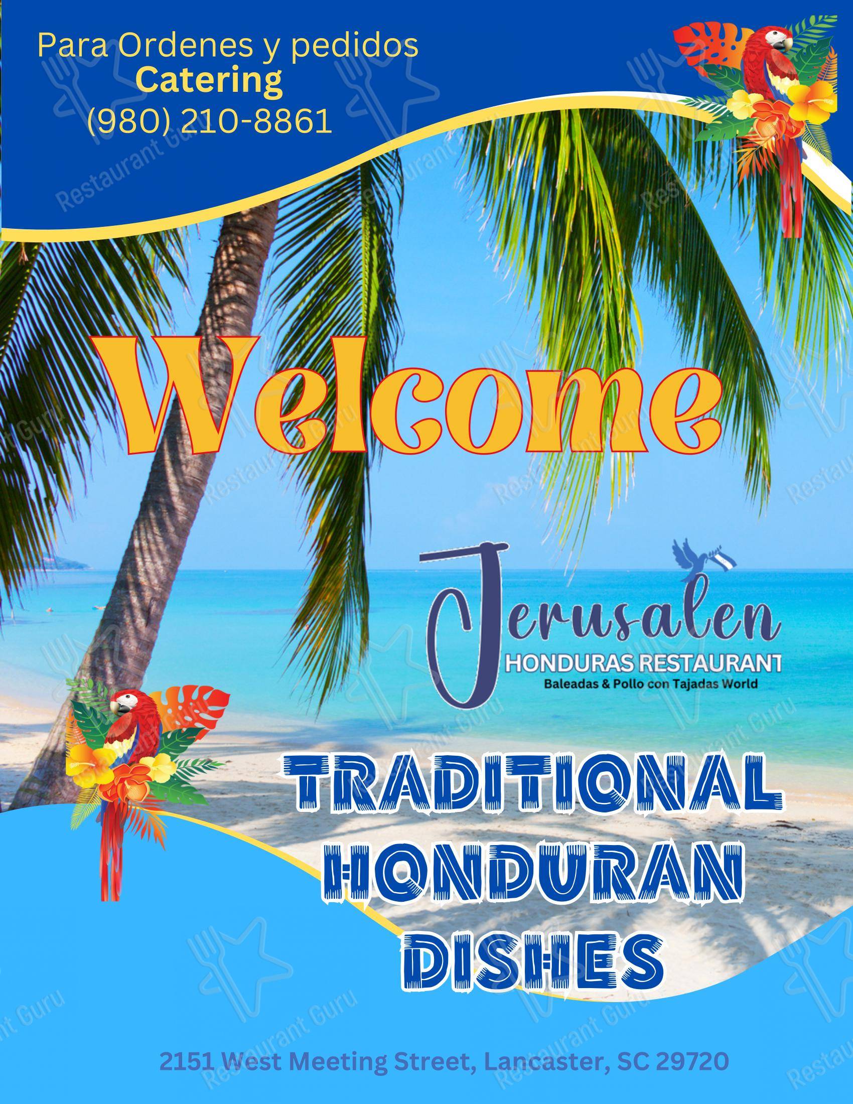 Menu at Jerusalen Honduras Restaurant, Lancaster