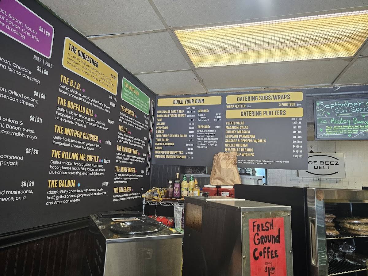 Menu at Joe Beez restaurant, Kingston, 456 Broadway