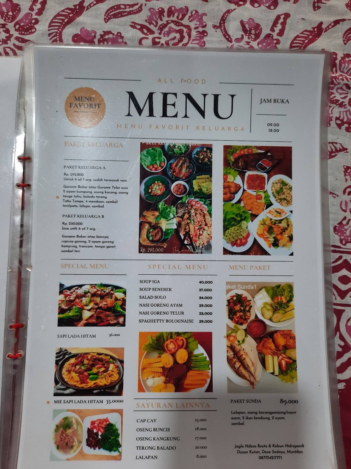 Menu at Joglo Ndeso Restaurant & Hydroponics Garden, Muntilan