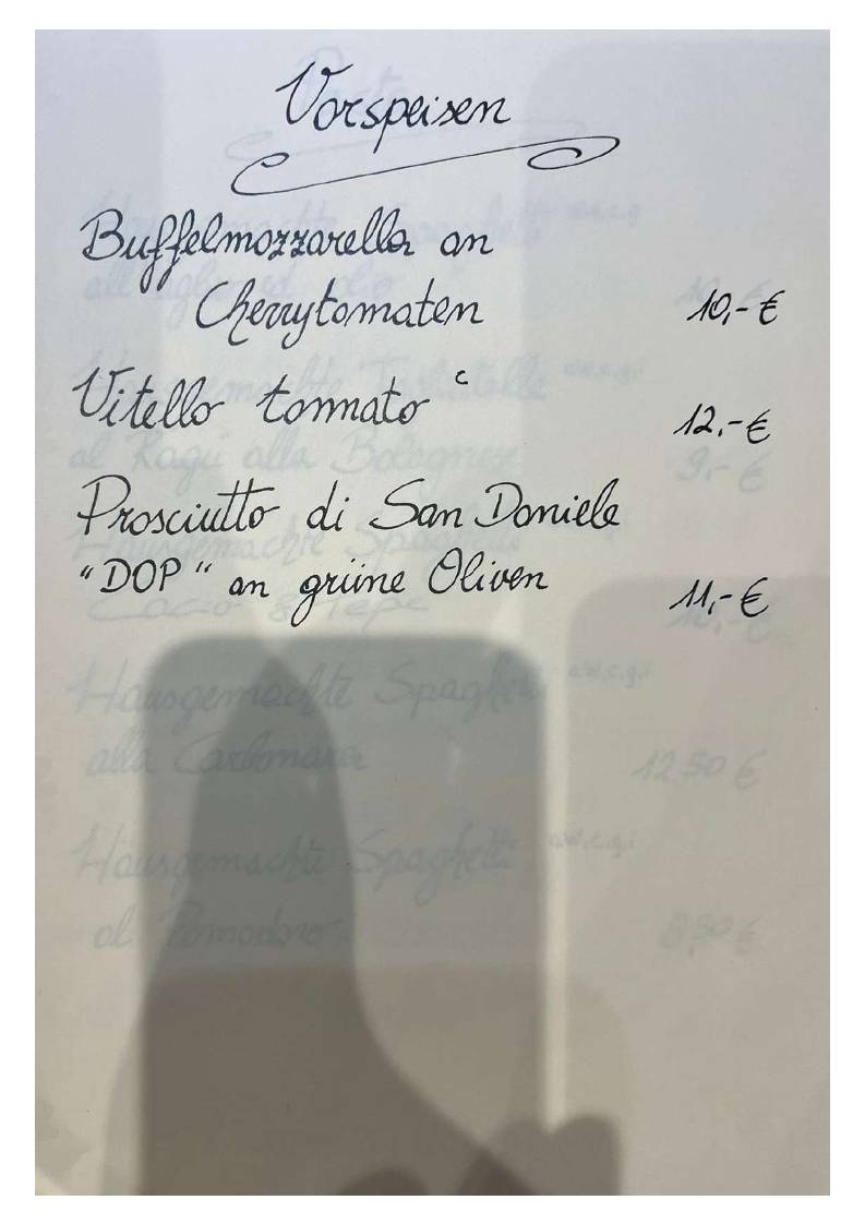 Menu au John Cannizzaro Modica Original restaurant, Lüdenscheid