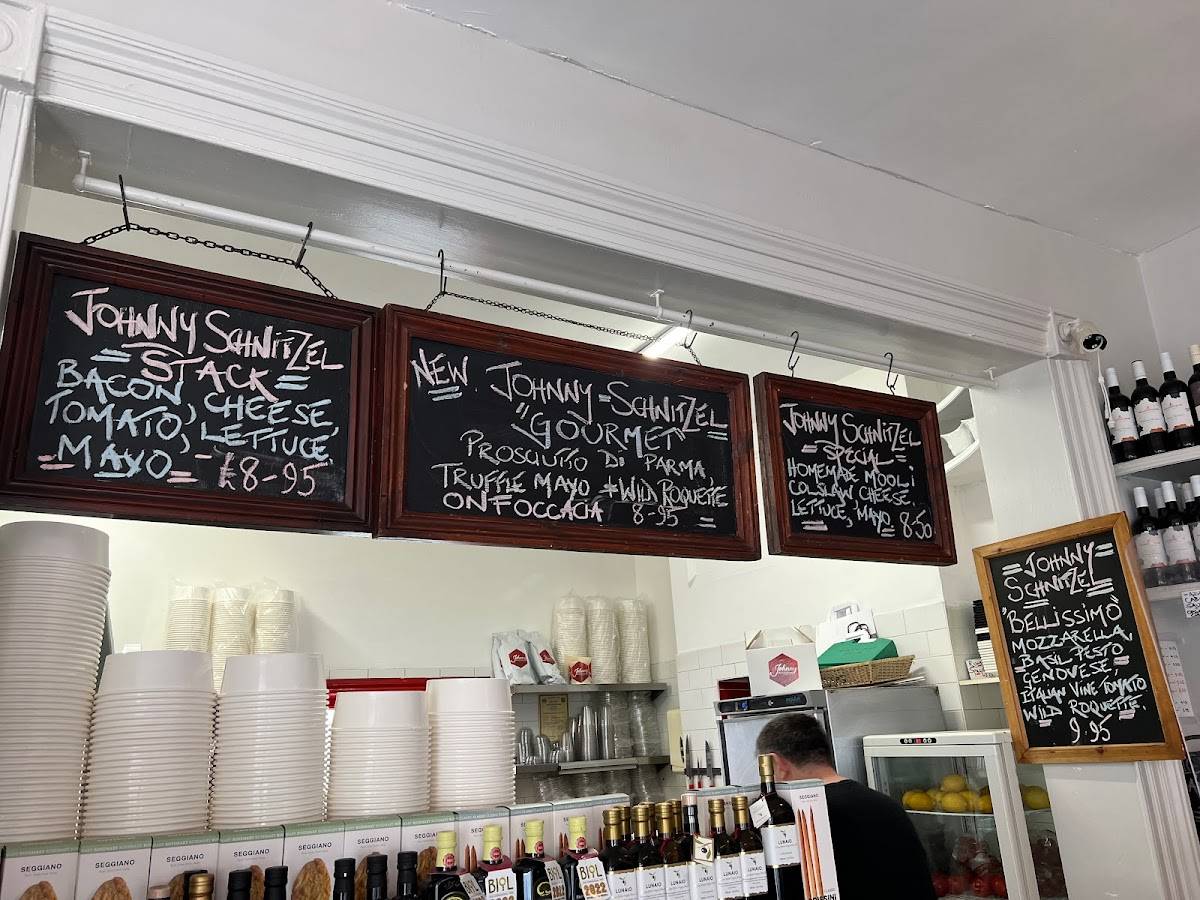 Menu at Johnny Schnitzel restaurant, London