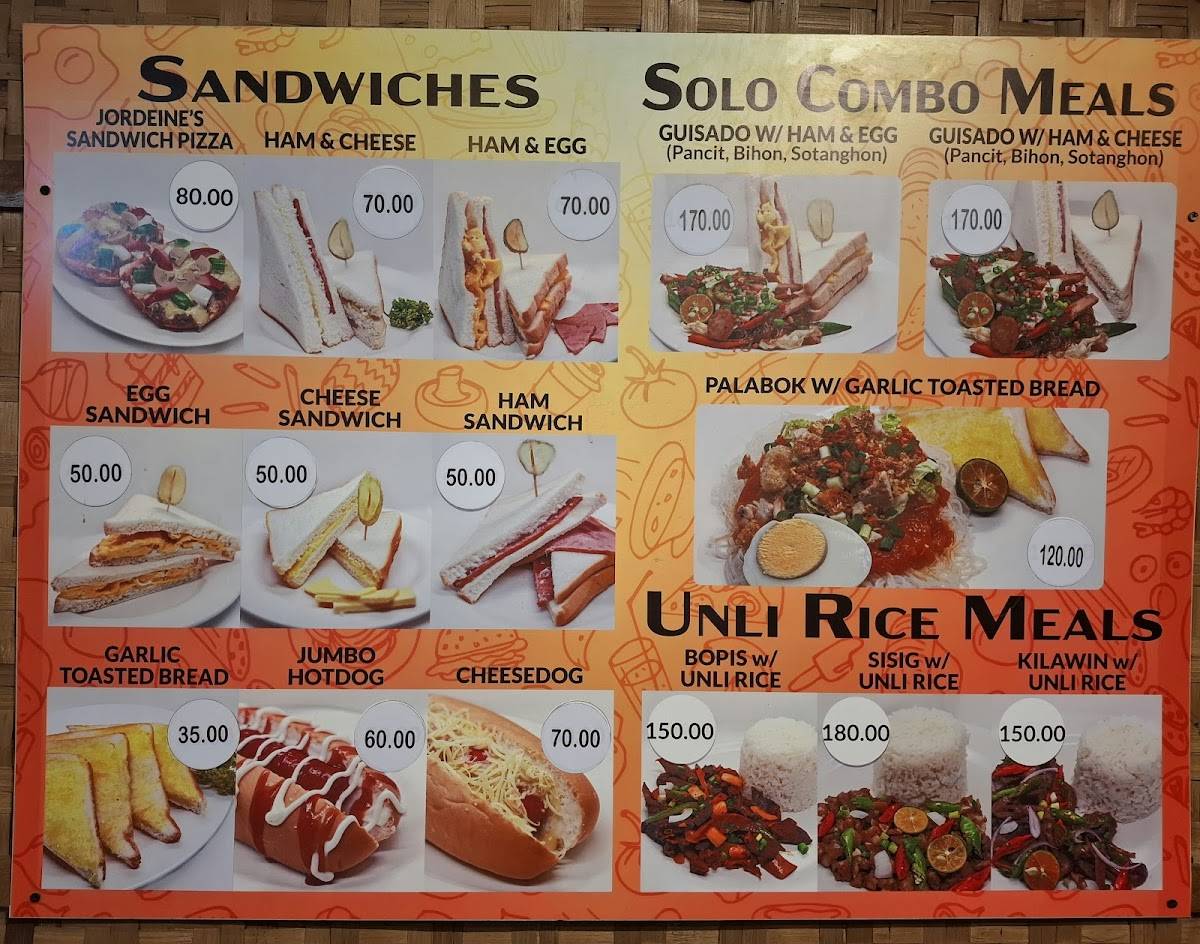 Menu at Jordeine's Linagaan restaurant, Iloilo City