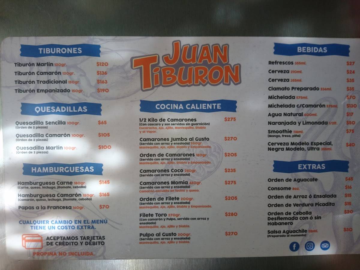 Carta del restaurante Juan Tiburón, Puerto Vallarta, Viena 131