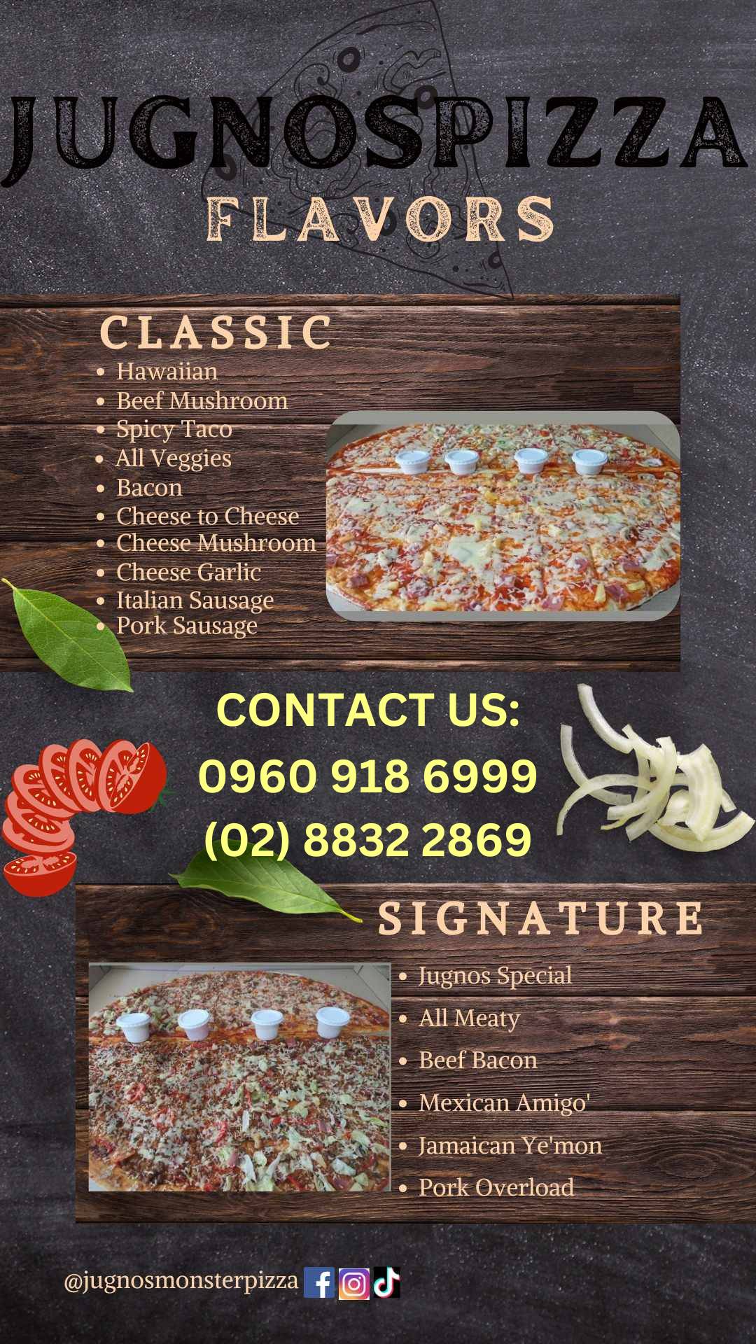 Menu at Jugno's Monster Pizza restaurant, Manila, Concepcion Aguila St