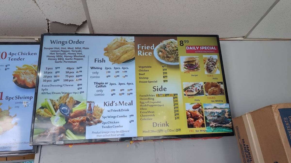 Menu at K Wingman restaurant, Macon