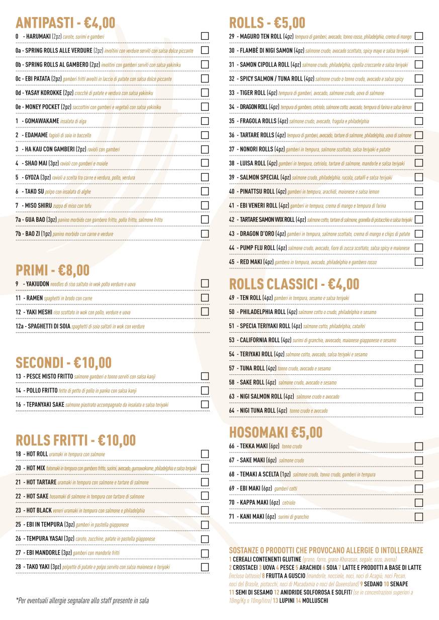 Menu at KANJI SUSHI-BURRITO restaurant, Naples