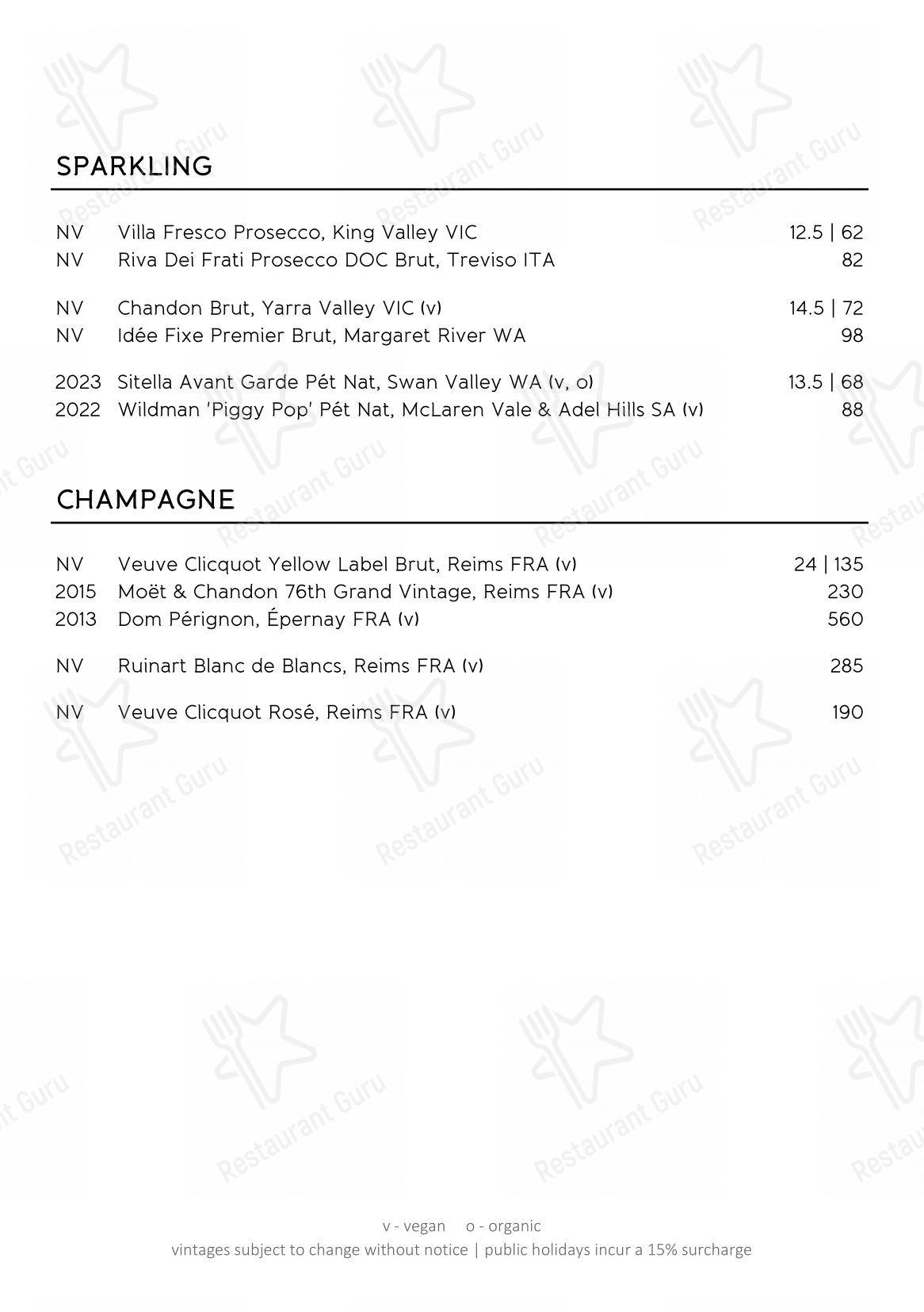 Menu at KARLA restaurant, Perth