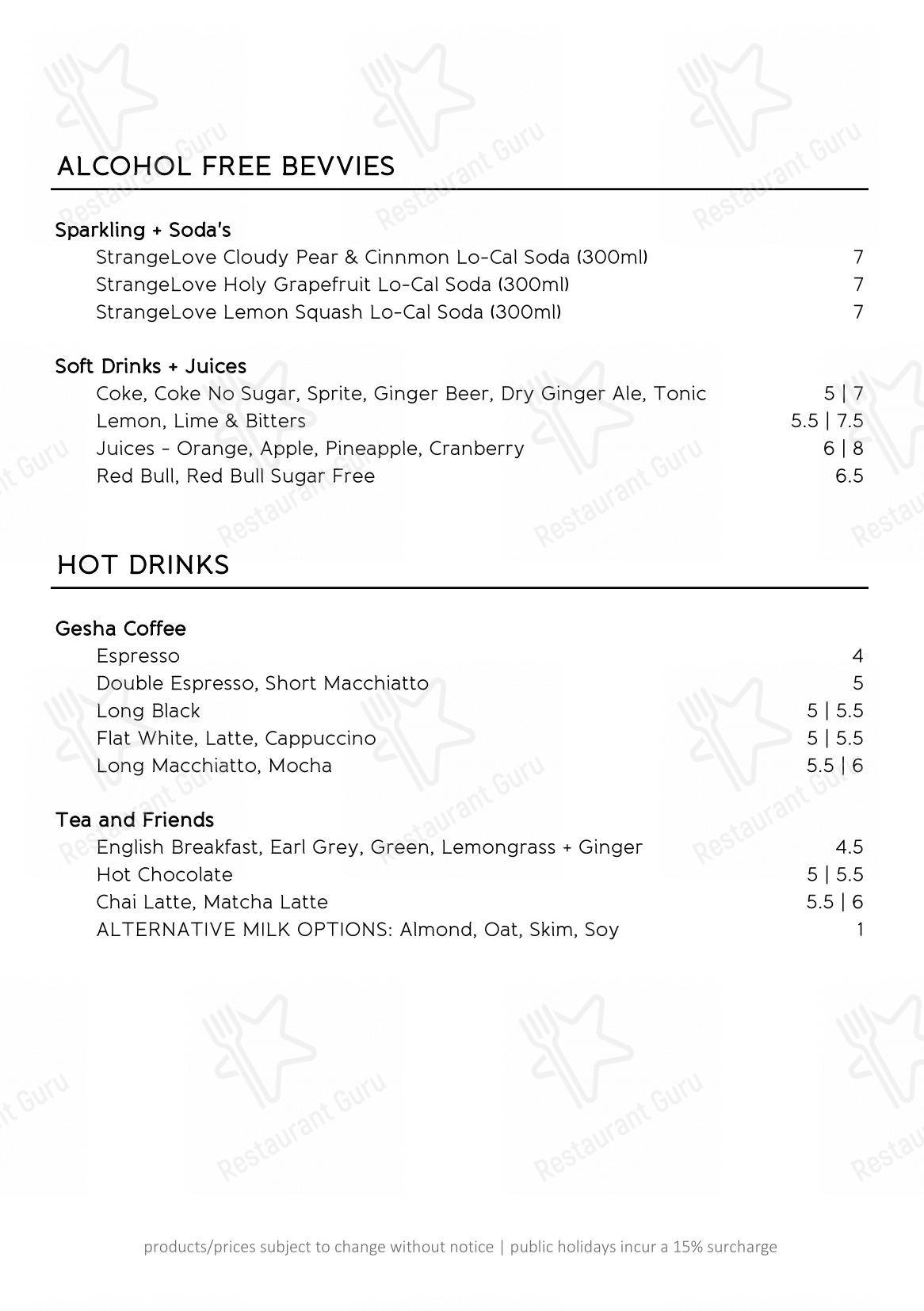 Menu at KARLA restaurant, Perth