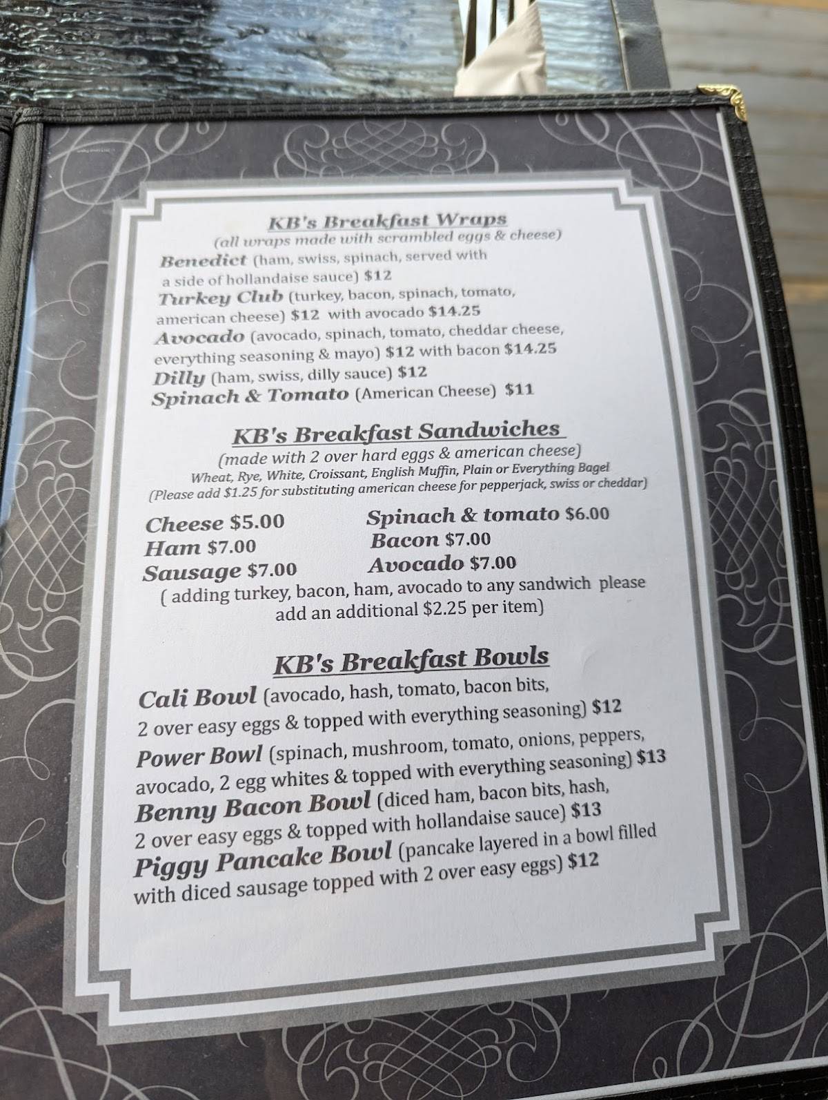 Menu at KB's Coffee House, Shavertown, 206 N Main St