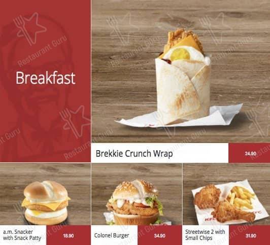 Menu at KFC Brackenfell restaurant, Cape Town, Old Paarl Rd