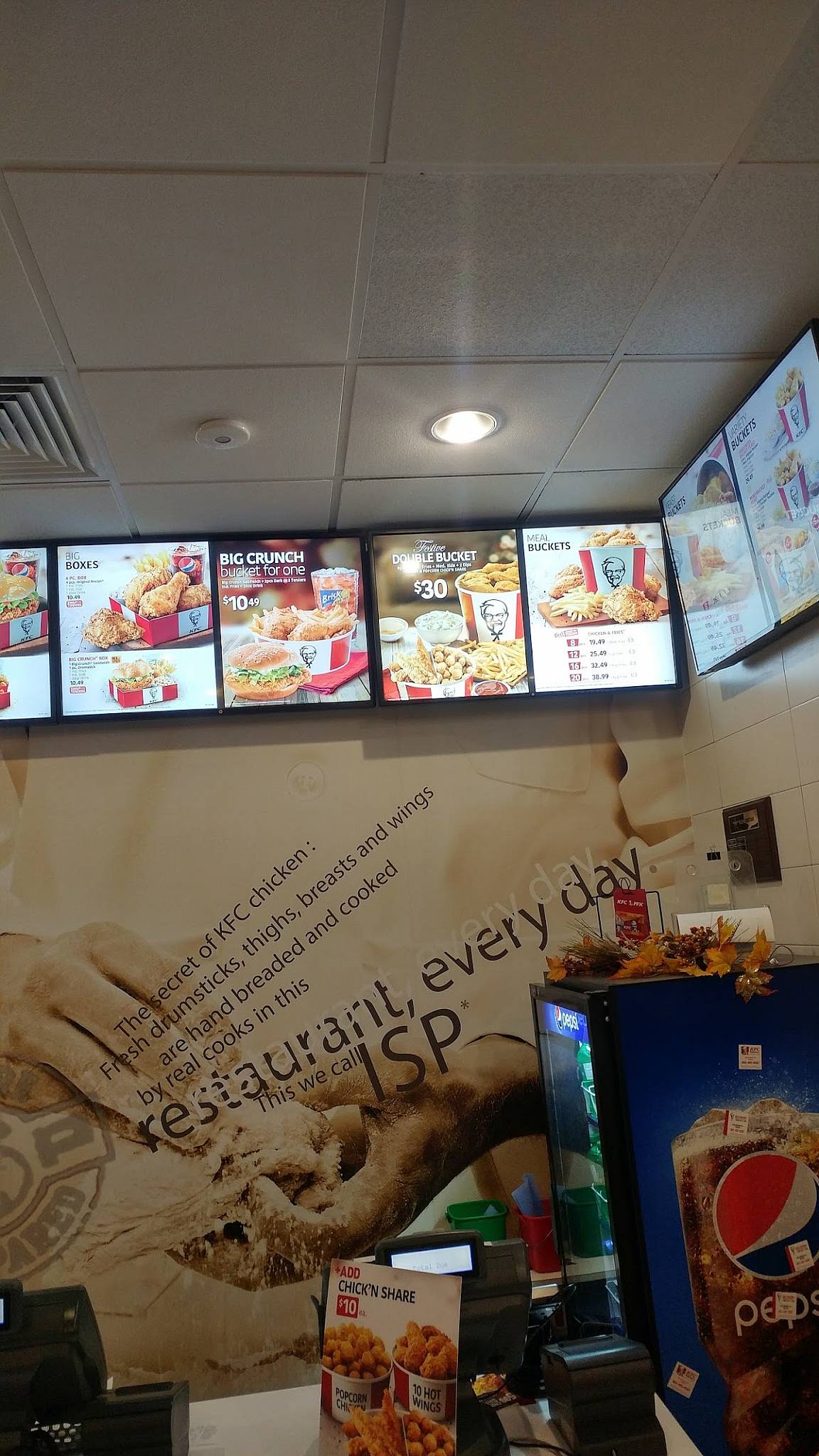 Menu at KFC fast food, Halifax, Quinpool Rd
