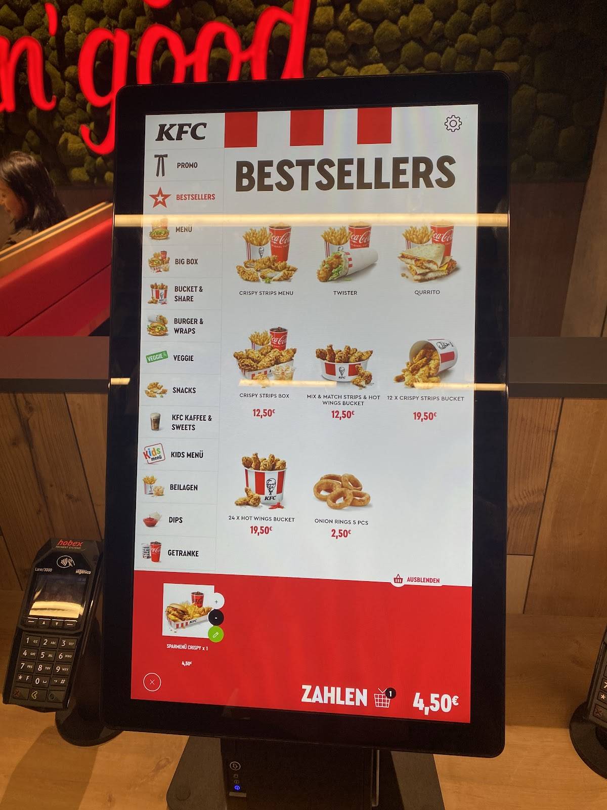 Speisekarte von KFC restaurant, Villach