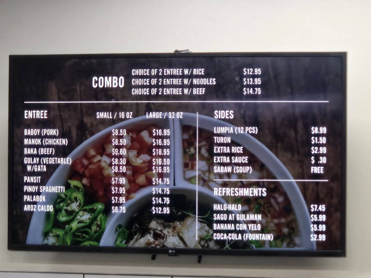 Menu at Kababayan Filipino Kitchen restaurant, Dale City