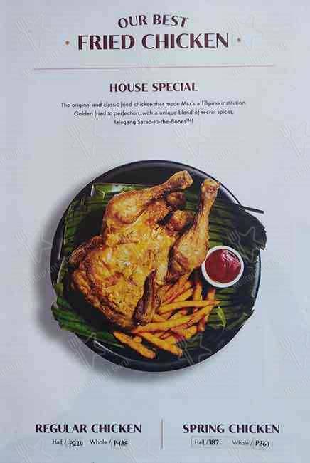 Menu at Max’s Kabisera restaurant, Taguig, 716 Bonifacio High Street