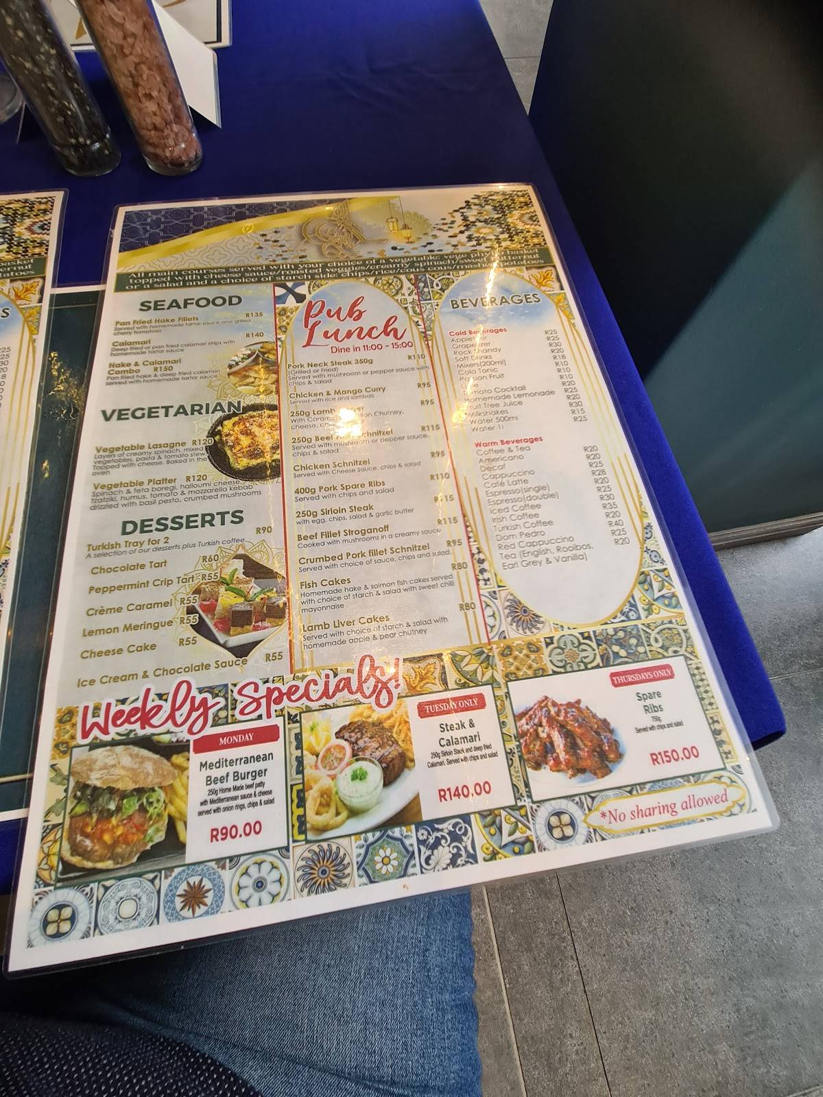 Menu at Kafe Serefe restaurant, George
