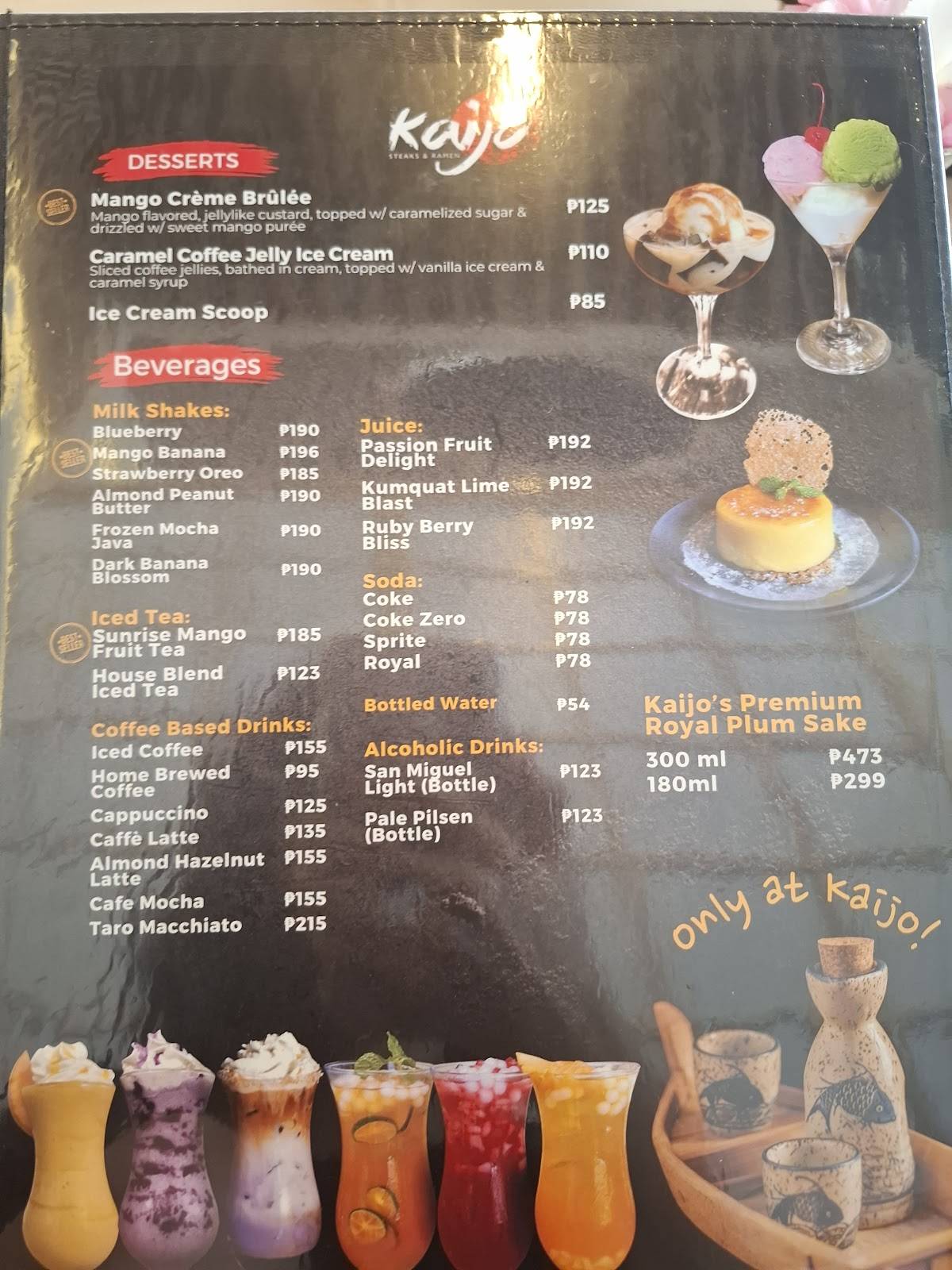 Menu at Kaijo Batangas Steaks & Ramen restaurant, Batangas