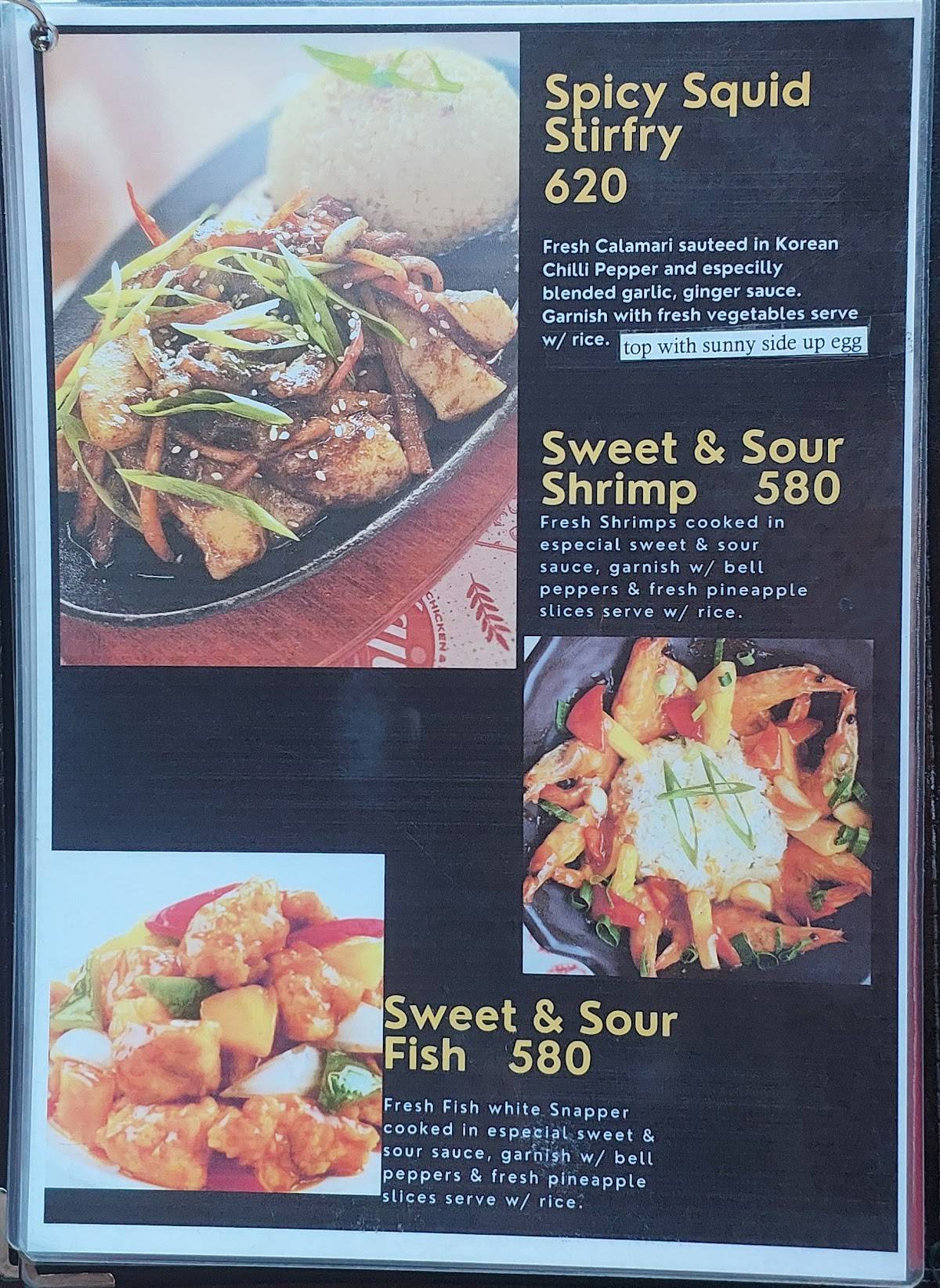 Menu at Kajun Bohol restaurant, Panglao, Anos Fonacier Circumferential Rd
