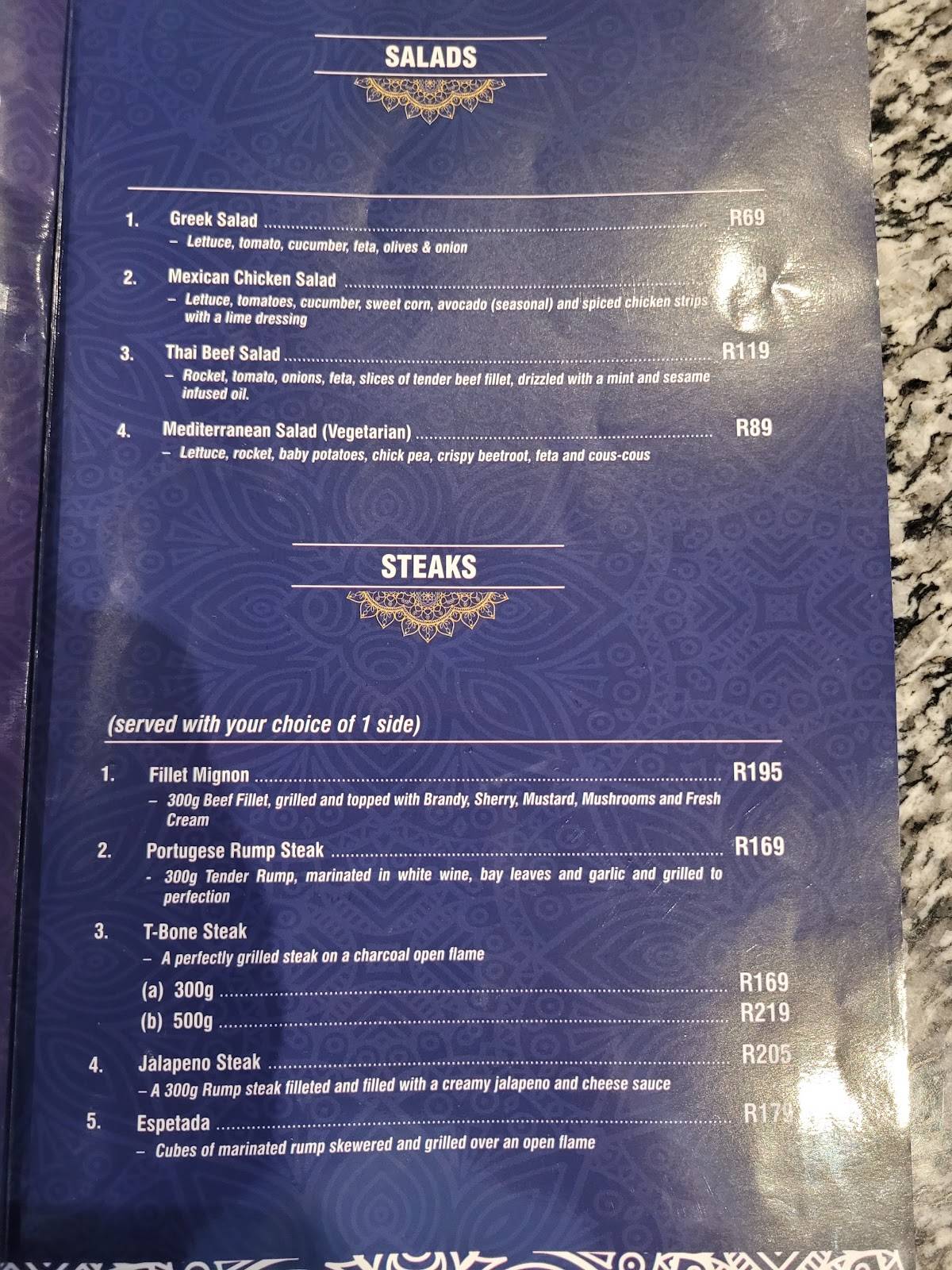 Menu at Kantara - Restaurant & Lounge, New Redruth