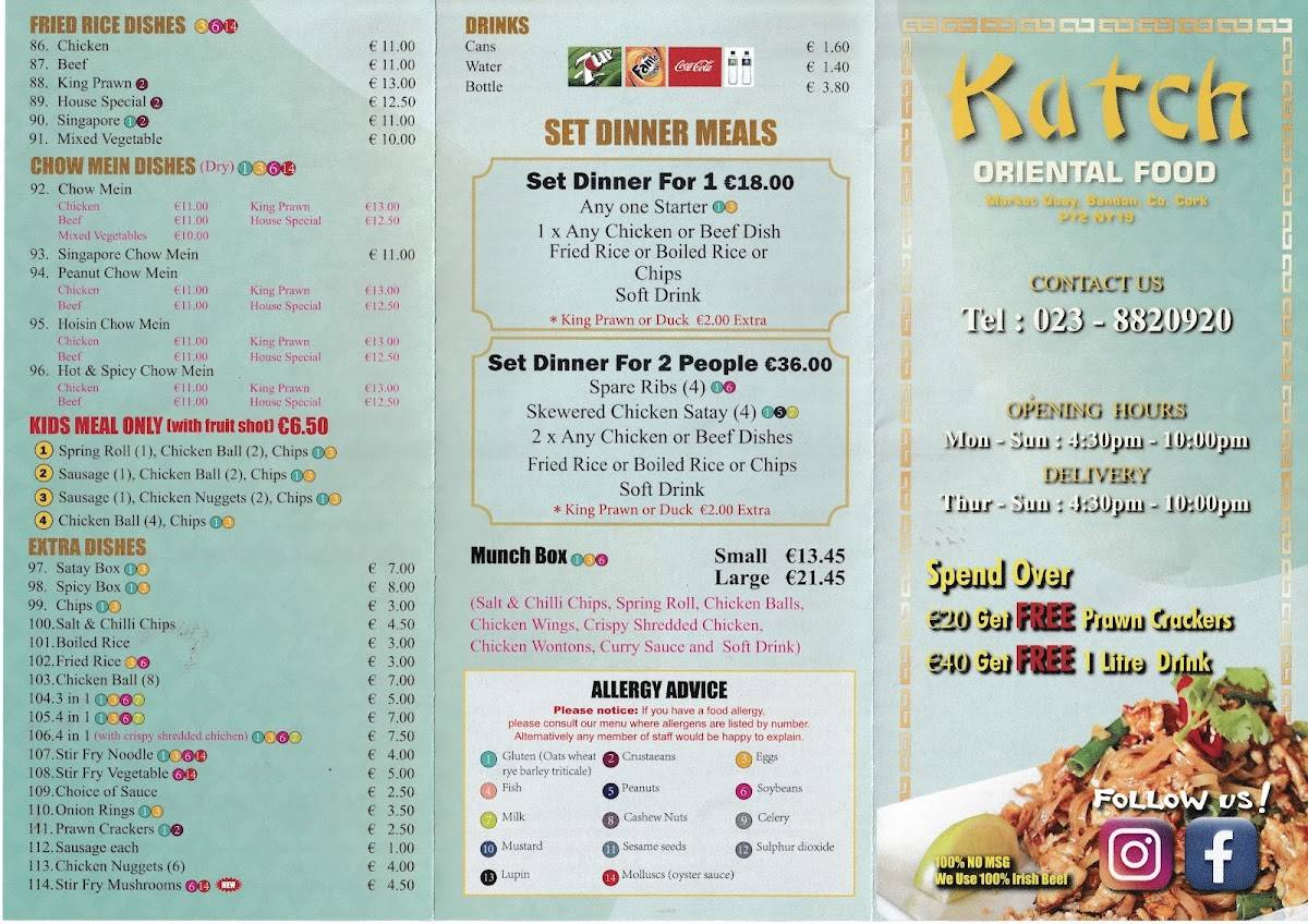 Menu at Katch Oriental Food restaurant, Bandon
