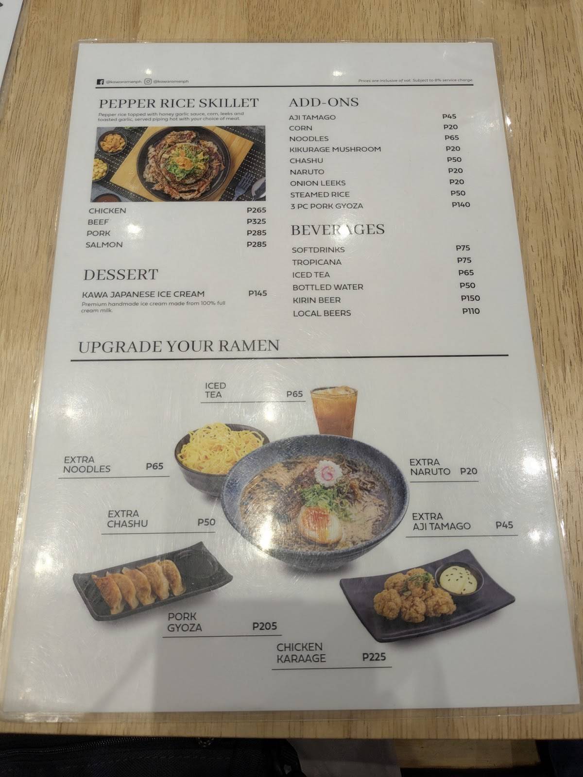 Menu at Kawa Ramen - Makati restaurant, Makati