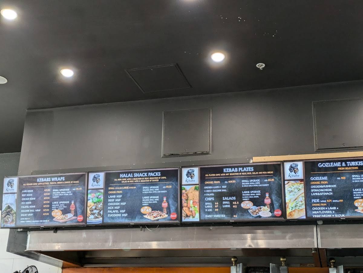 Menu at Kebaba ANU restaurant, Acton, 154 University Ave